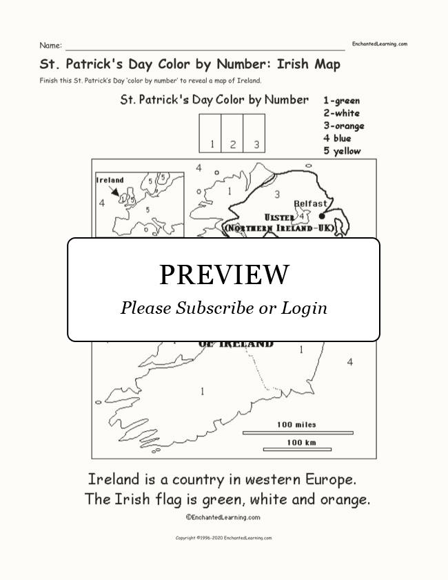 St. Patrick's Day Color by Number: Irish Map - Enchanted Learning