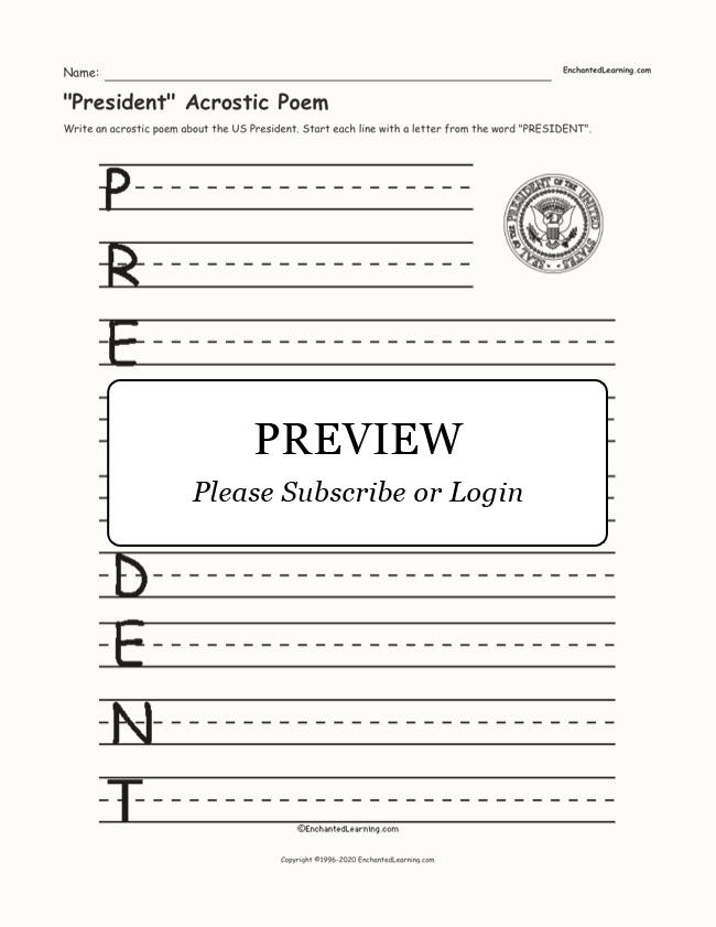 "President" Acrostic Poem - Enchanted Learning